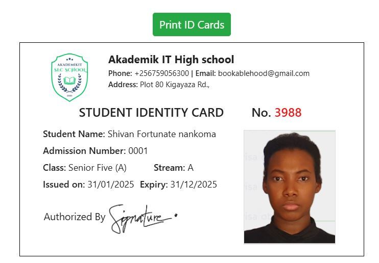 Free Student Identity Card Software in South Sudan - Akademik IT